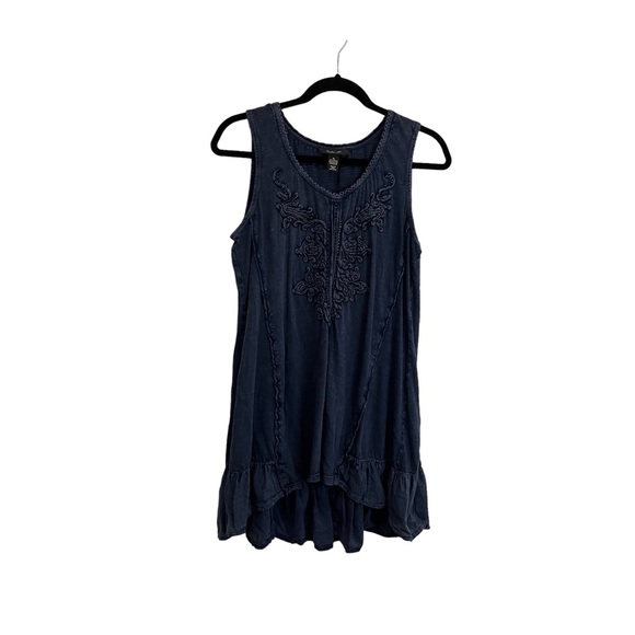 Style & Co. | Tops | Style Co Embroidered Sleeveless Acid Wash Navy ...